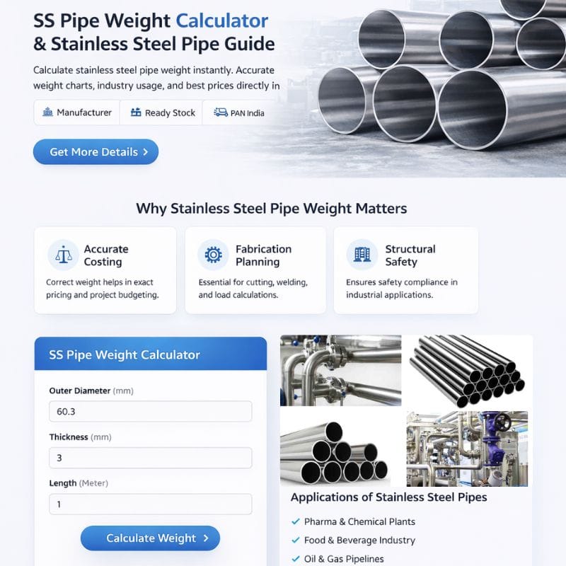 SS Pipe Weight Calculator & Stainless Steel Pipe Guide - PS Steel